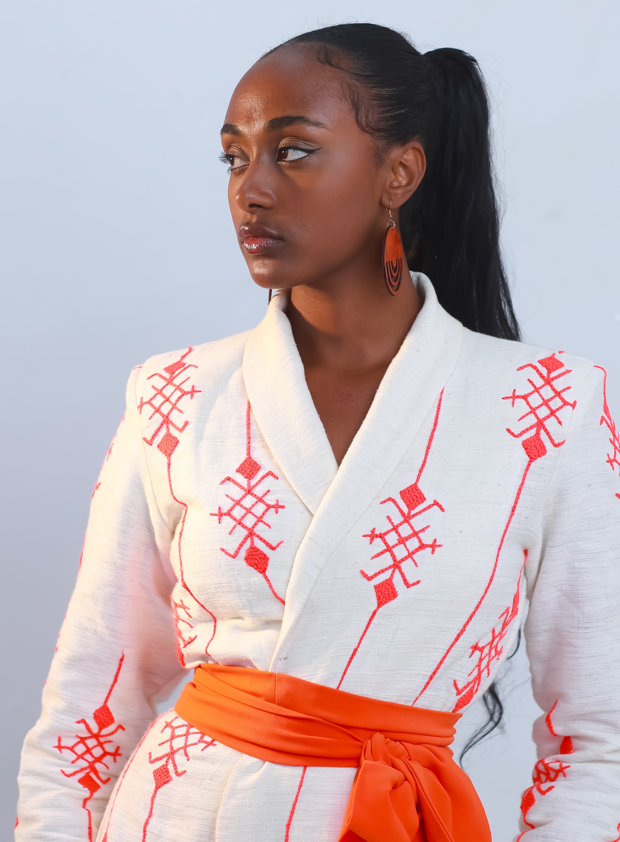 Modern Habesha Coat with Embroidery Fetil Fabric – DAGMAWIT™
