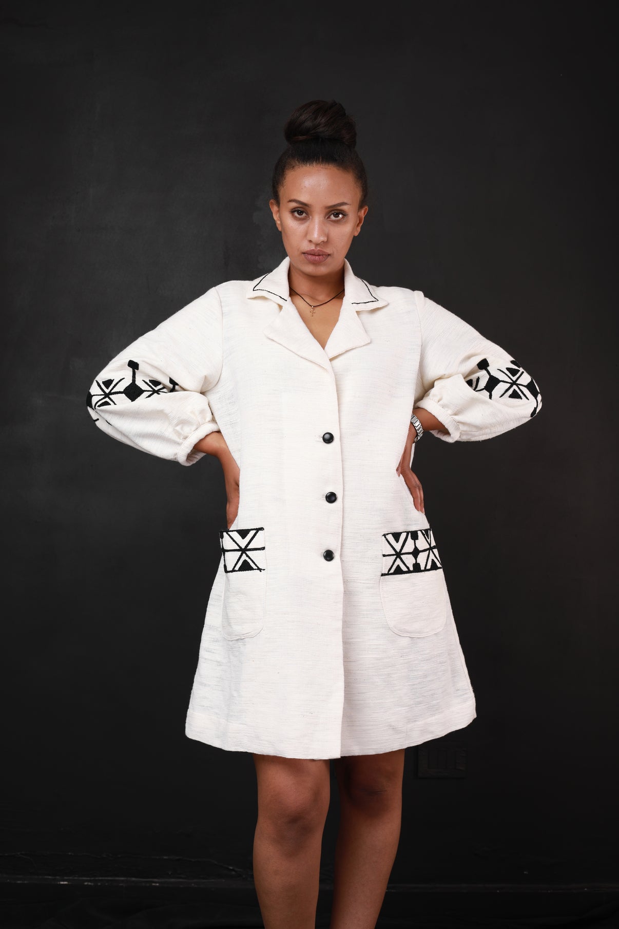 Elegant Coat Black Embroidery Traditional Habesha coat – DAGMAWIT™